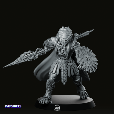 Ancient Wulfen Skull Hunter Shielded Spear Warrior | We Print Miniatures