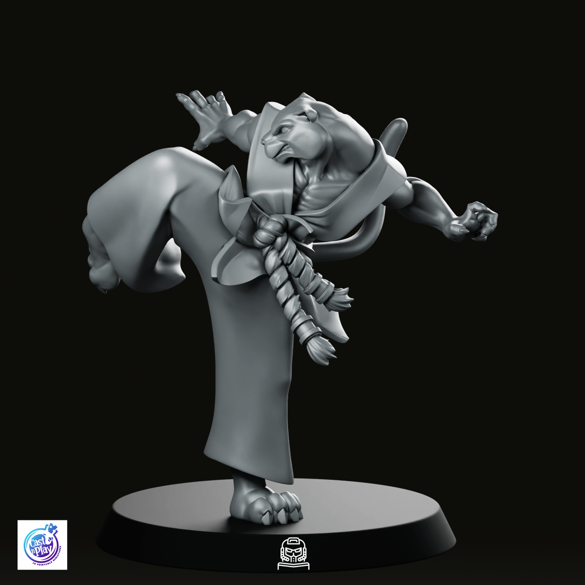 Catfolk Monk C Martial Artist Dynamic Pose | We Print Miniatures