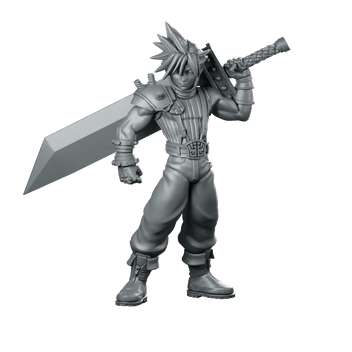 Fantasy Claude JRPG Spiky Haired Greatsword Warrior | We Print Miniatures