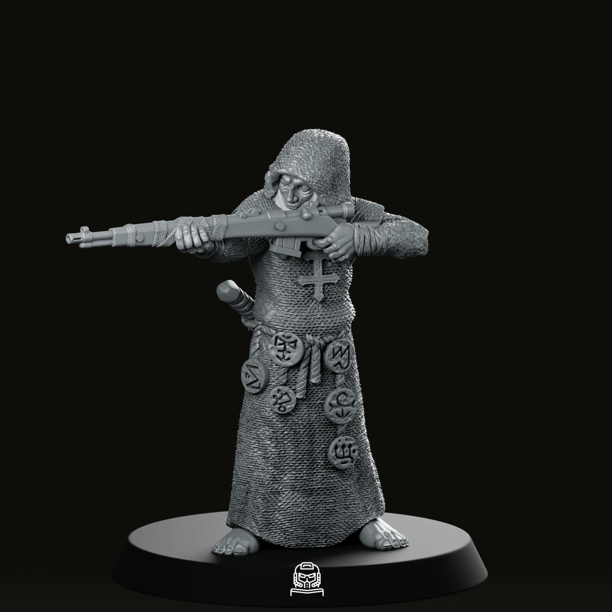 Trench Cultist Sniper Miniature Hooded Rifle Marksman Western Miniature ...