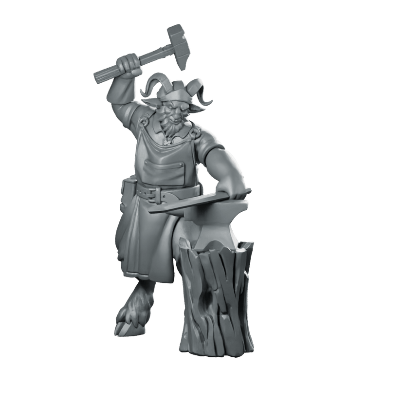 Fae Realm Shop Keeper Miniature Satyr Blacksmith - We Print Miniatures