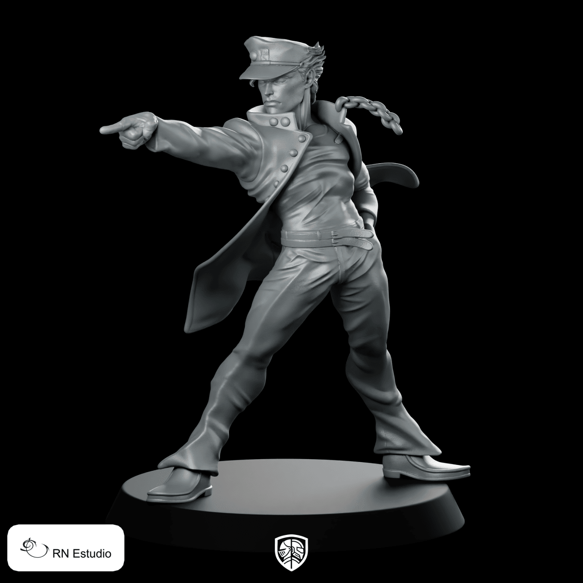 Fantasy Jotaro Jrpg Miniature Pointing Anime Hero | We Print Miniatures