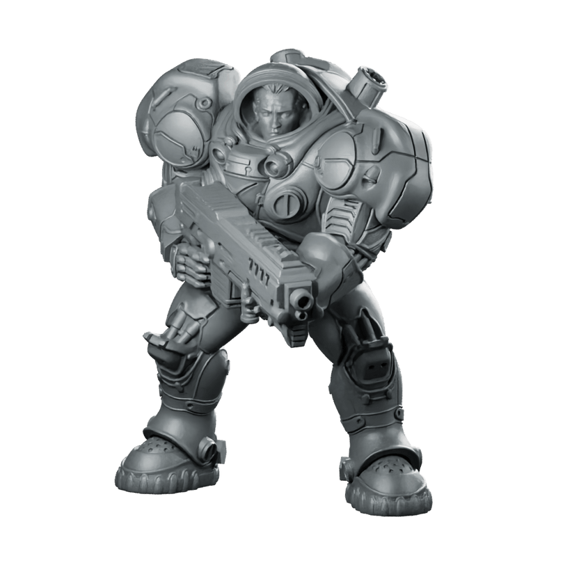 Human Power Armour Suit Space Marine Arnie | We Print Miniatures