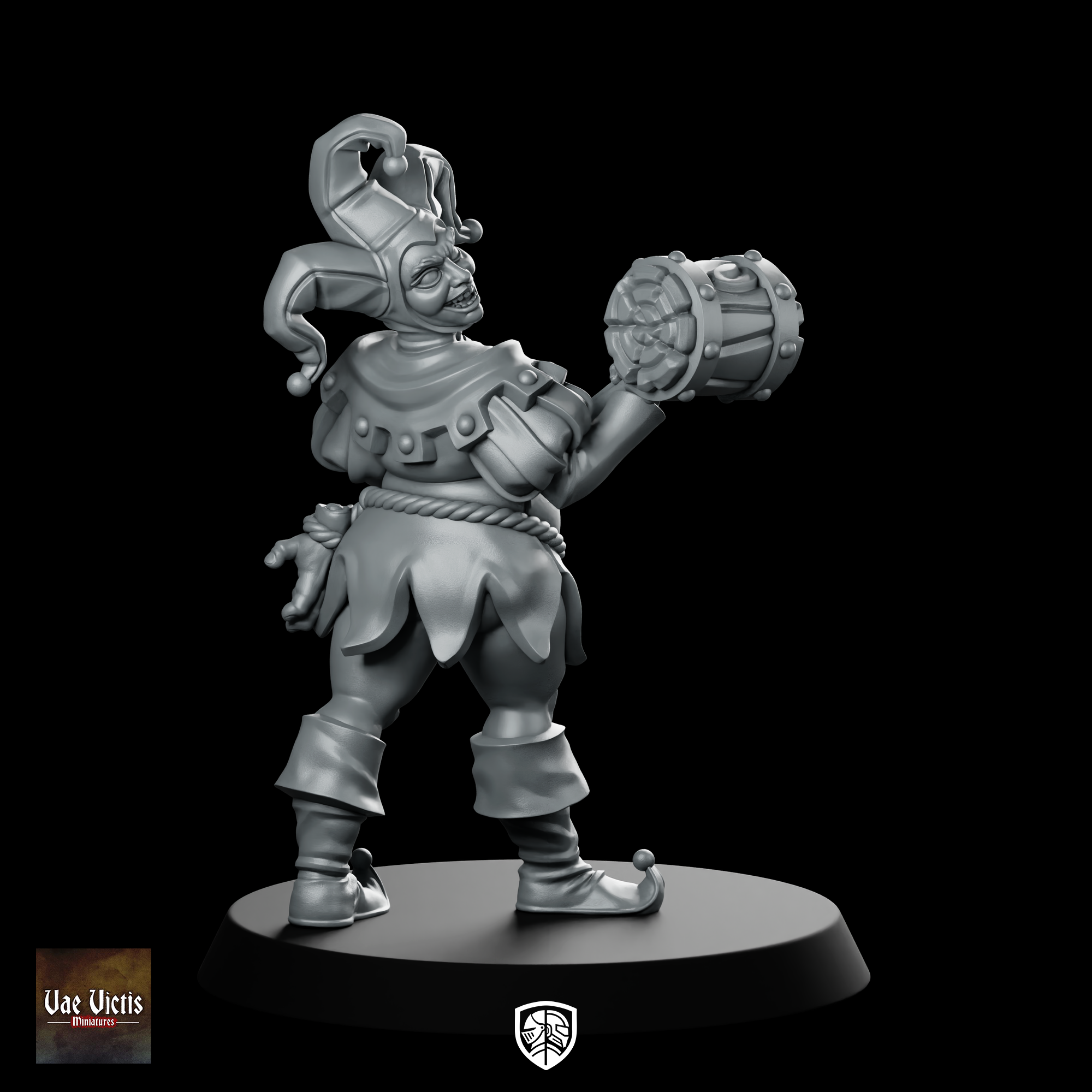 Jester 2 Fantasy Miniature Drummer Circus Bard | We Print Miniatures