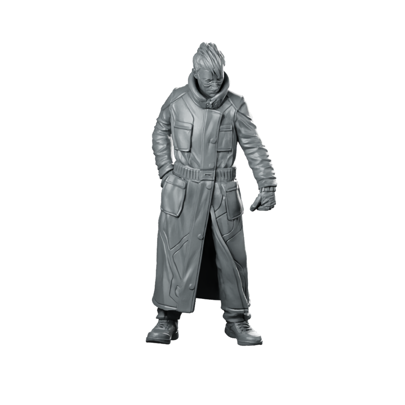 Reno Cyberpunk Miniature Retro Trenchcoat Sci-Fi Character | We Print ...
