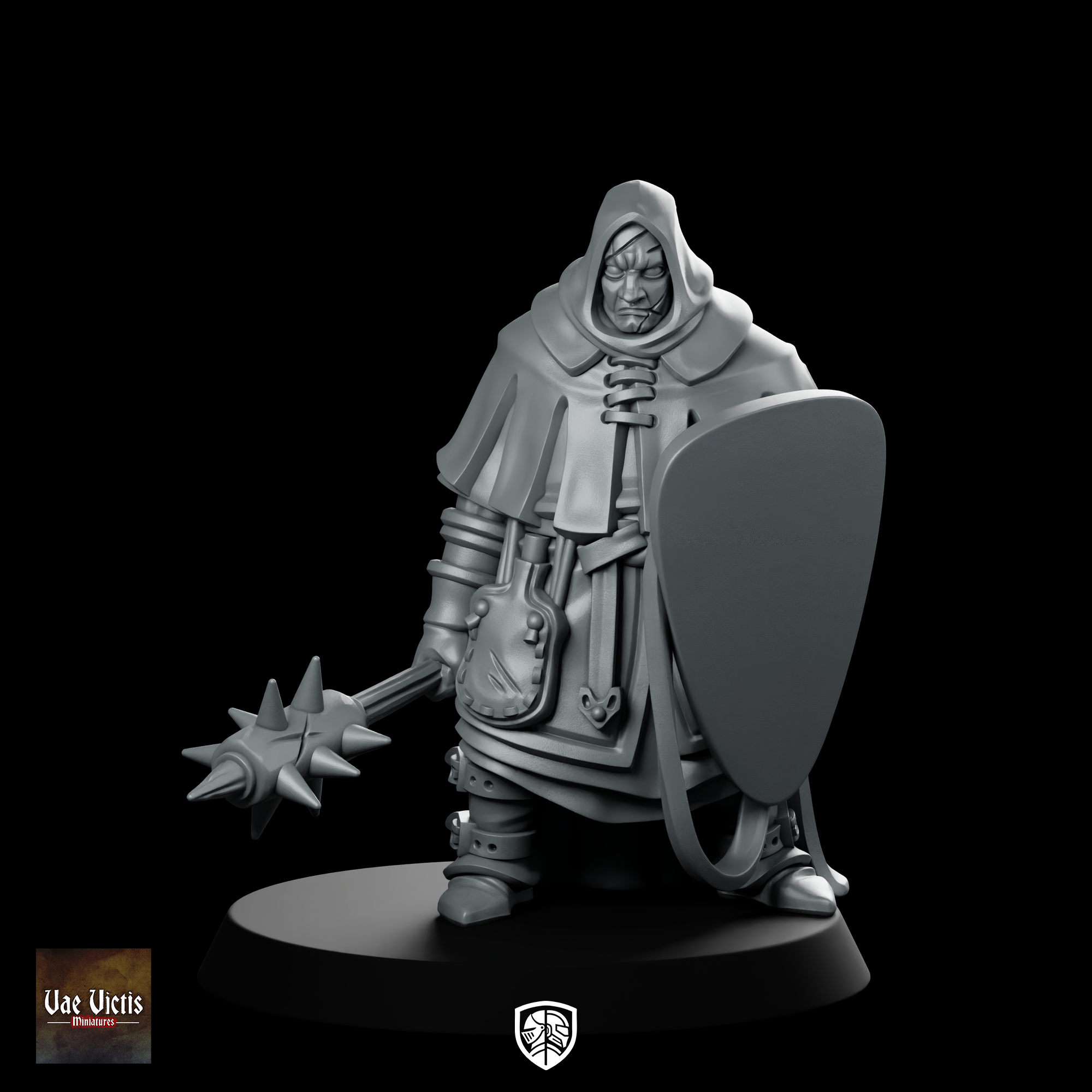 Trench Soldier Brute Mercenary Armoured Shielded Mace | We Print Miniatures
