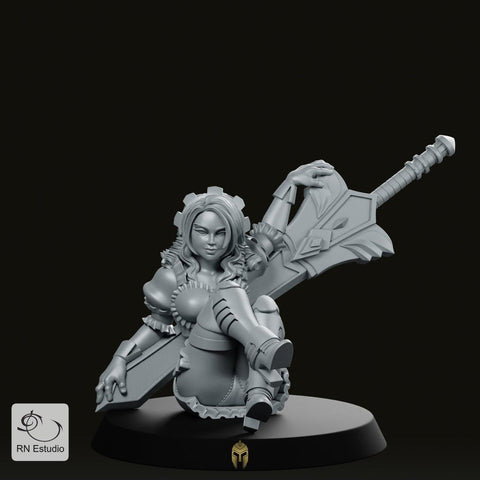 Fantasy Shareena Maid JRPG Dragon Knight Sword | We Print Miniatures