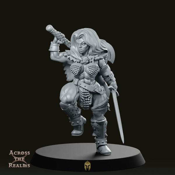 Female Barbarian Dual Wield Miniature Science Fiction by Across The ...