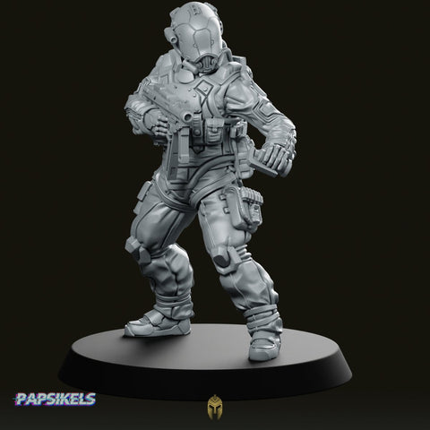 Trauma Troupe Secure Team Unit B Cyberpunk Miniature | We Print Miniatures